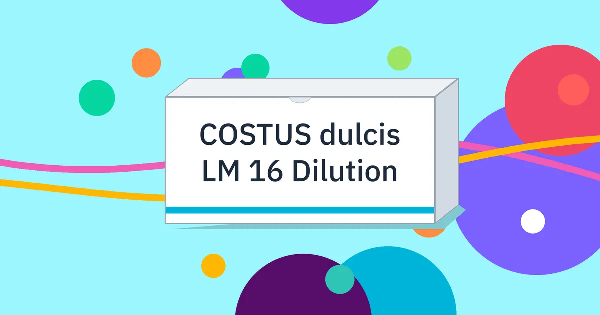 Symbolbild: Packung mit der Aufschrift COSTUS dulcis LM 16 Dilution (PZN 13454978) – Verfügbarkeit und Bezug in Apotheken in Frankfurt am Main