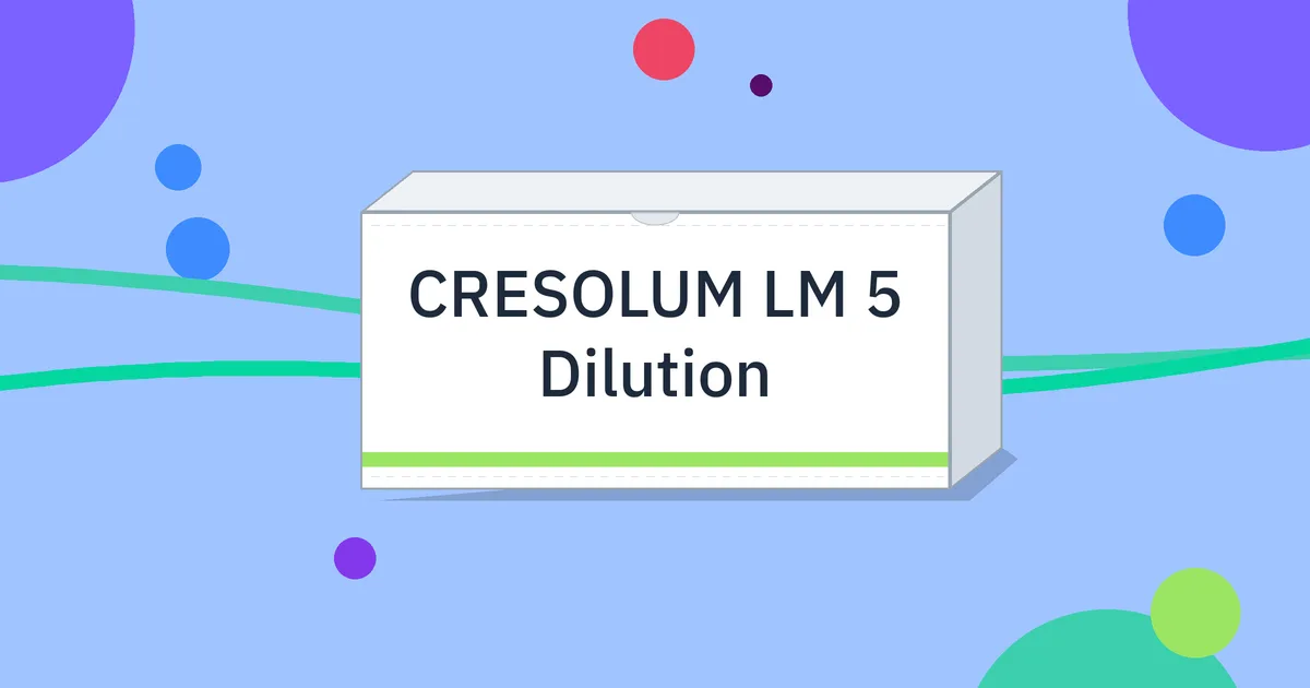 Symbolbild: Packung mit der Aufschrift CRESOLUM LM 5 Dilution (PZN 13456227) – Verfügbarkeit und Bezug in Apotheken in Frankfurt am Main