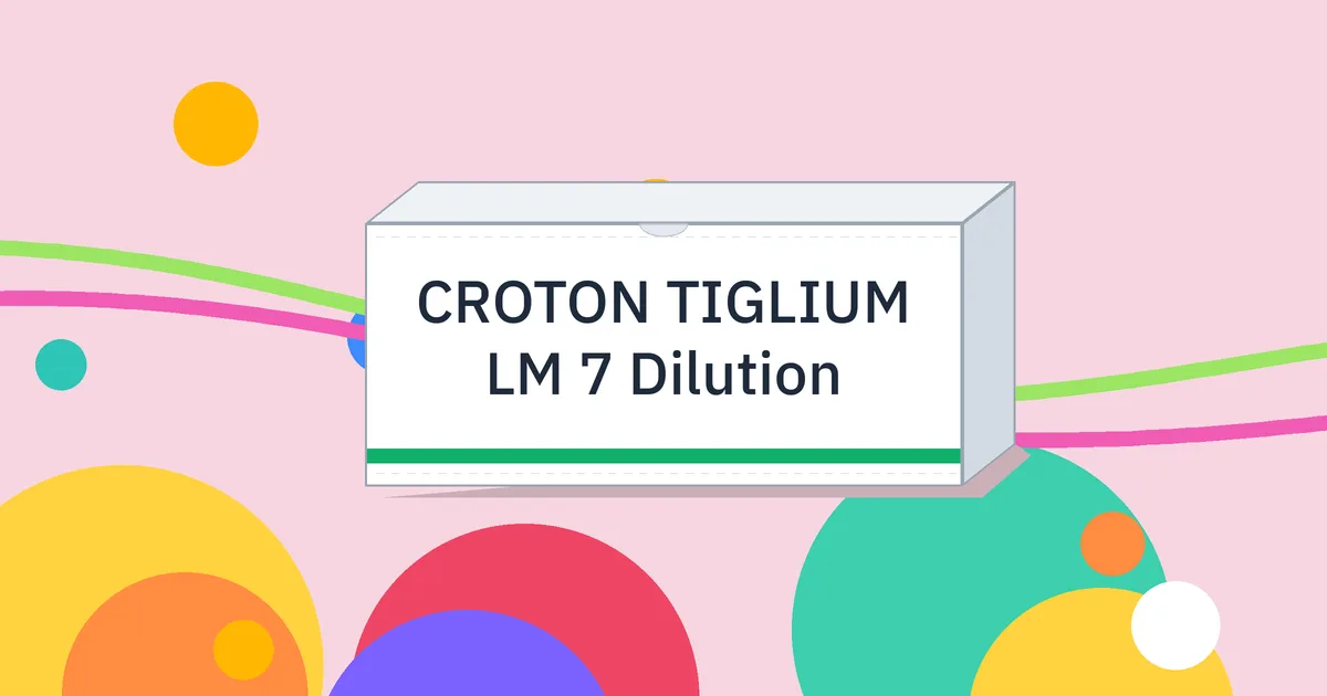 Symbolbild: Packung mit der Aufschrift CROTON TIGLIUM LM 7 Dilution (PZN 12836301) – Verfügbarkeit und Bezug in Apotheken in Frankfurt am Main