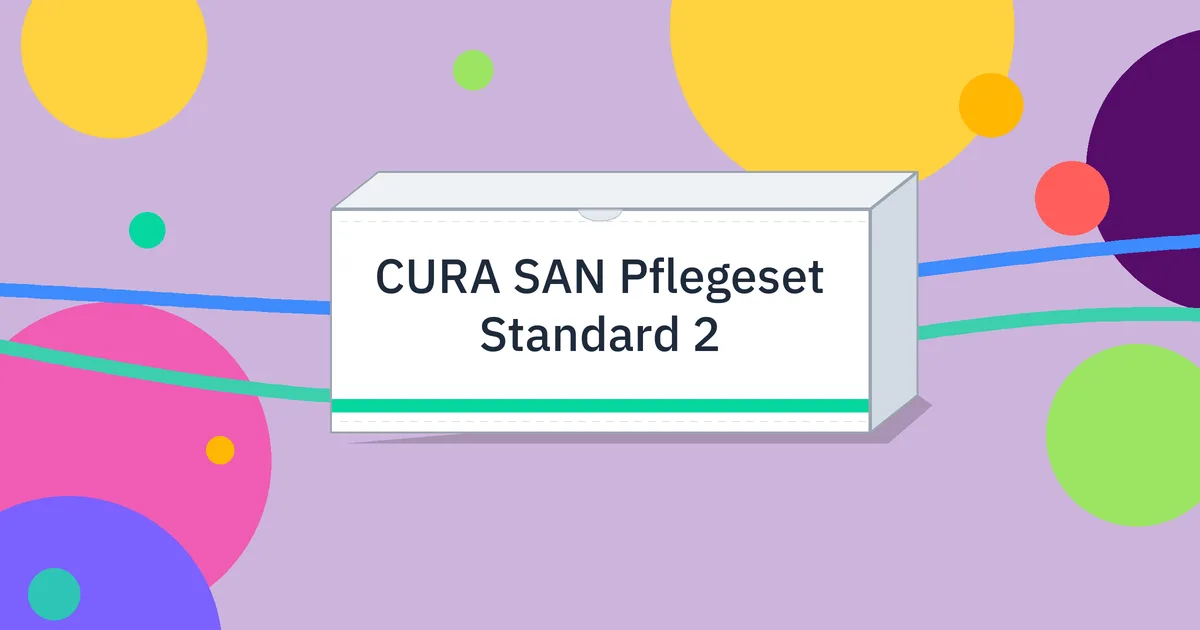 Symbolbild: Packung mit der Aufschrift CURA SAN Pflegeset Standard 2 (PZN 11242516) – Verfügbarkeit und Bezug in Apotheken in Frankfurt am Main