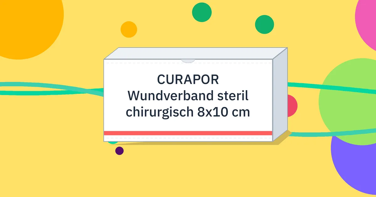 Symbolbild: Packung mit der Aufschrift CURAPOR Wundverband steril chirurgisch 8x10 cm (PZN 18437246) – Verfügbarkeit und Bezug in Apotheken in Frankfurt am Main