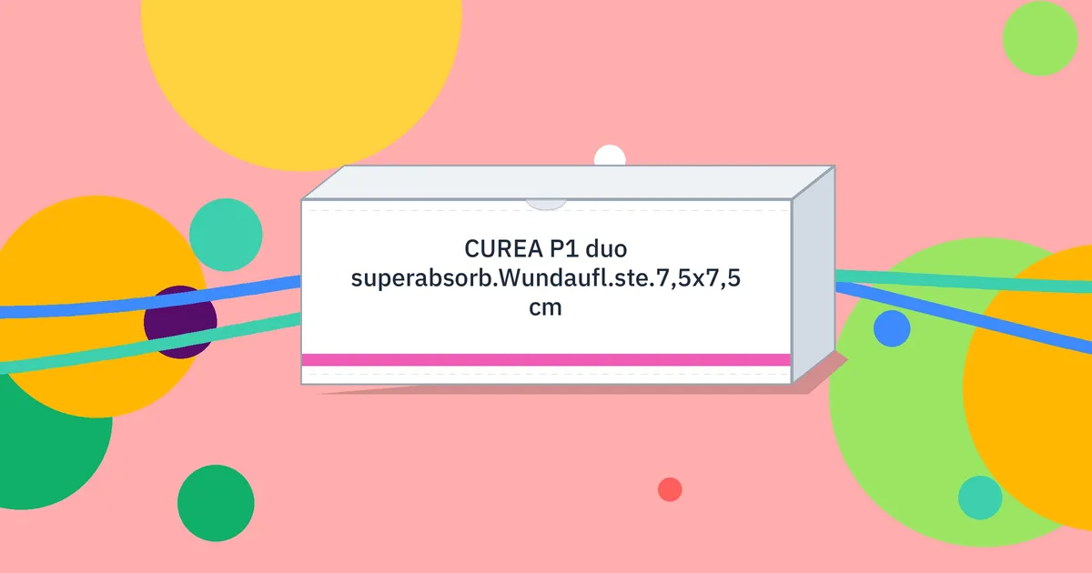 Symbolbild: Packung mit der Aufschrift CUREA P1 duo superabsorb.Wundaufl.ste.7,5x7,5 cm (PZN 13982559) – Verfügbarkeit und Bezug in Apotheken in Frankfurt am Main