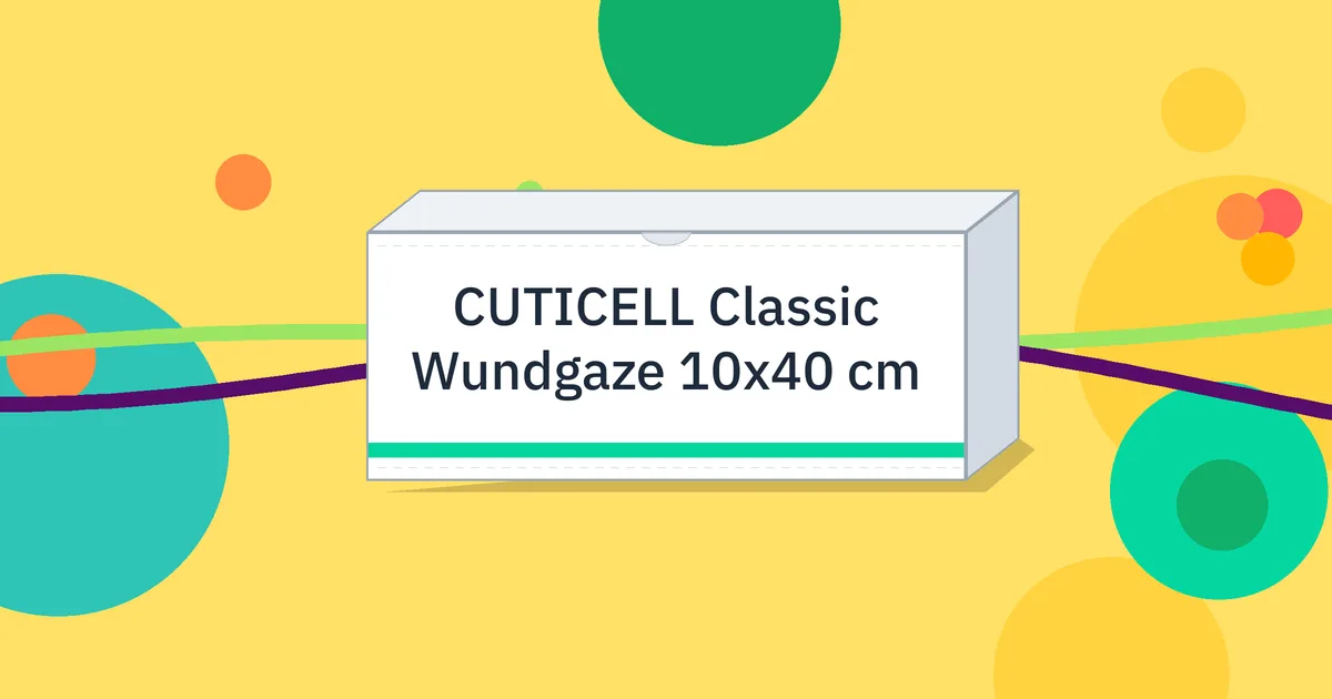 Symbolbild: Packung mit der Aufschrift CUTICELL Classic Wundgaze 10x40 cm (PZN 11184078) – Verfügbarkeit und Bezug in Apotheken in Frankfurt am Main