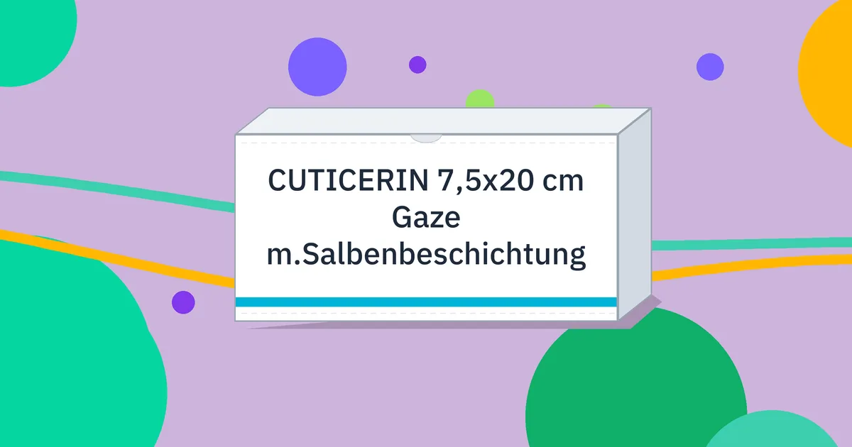 Symbolbild: Packung mit der Aufschrift CUTICERIN 7,5x20 cm Gaze m.Salbenbeschichtung (PZN 15302273) – Verfügbarkeit und Bezug in Apotheken in Frankfurt am Main
