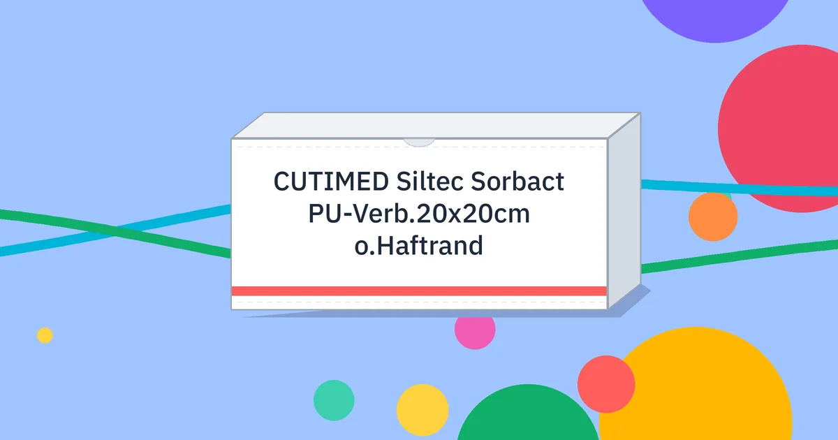 Symbolbild: Packung mit der Aufschrift CUTIMED Siltec Sorbact PU-Verb.20x20cm o.Haftrand (PZN 20344434) – Verfügbarkeit und Bezug in Apotheken in Frankfurt am Main