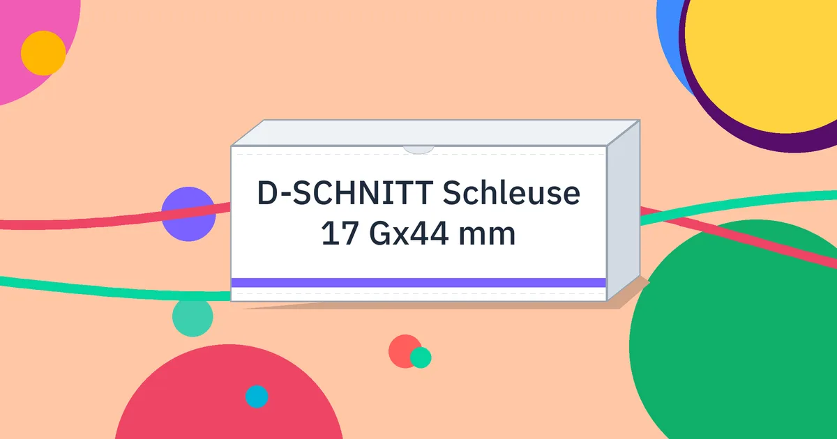 Symbolbild: Packung mit der Aufschrift D-SCHNITT Schleuse 17 Gx44 mm (PZN 10357039) – Verfügbarkeit und Bezug in Apotheken in Frankfurt am Main
