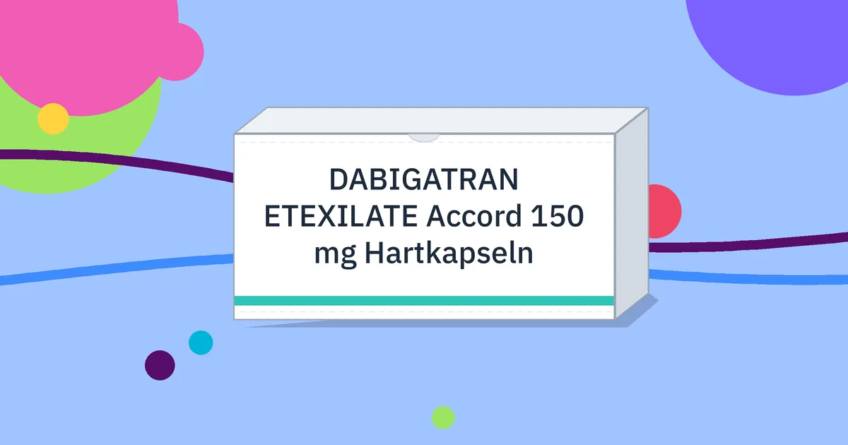 Symbolbild: Packung mit der Aufschrift DABIGATRAN ETEXILATE Accord 150 mg Hartkapseln (PZN 19537748) – Verfügbarkeit und Bezug in Apotheken in Frankfurt am Main