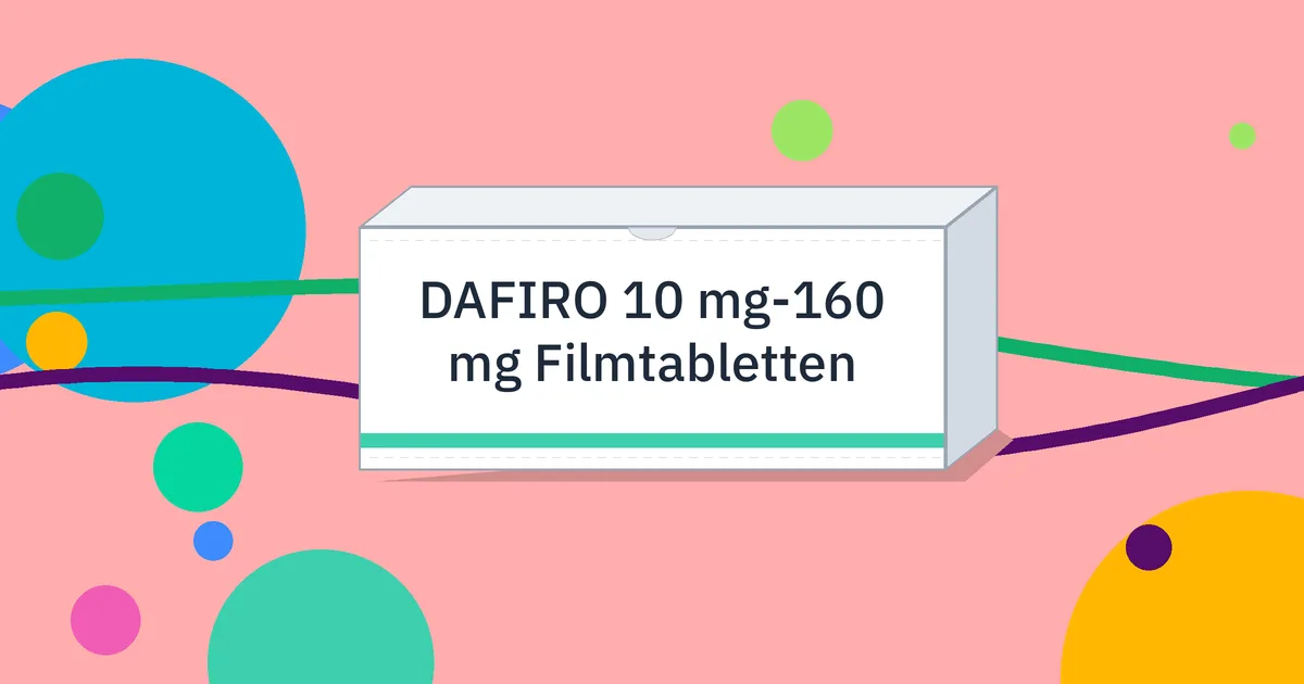 Symbolbild: Packung mit der Aufschrift DAFIRO 10 mg-160 mg Filmtabletten (PZN 11143984) – Verfügbarkeit und Bezug in Apotheken in Frankfurt am Main