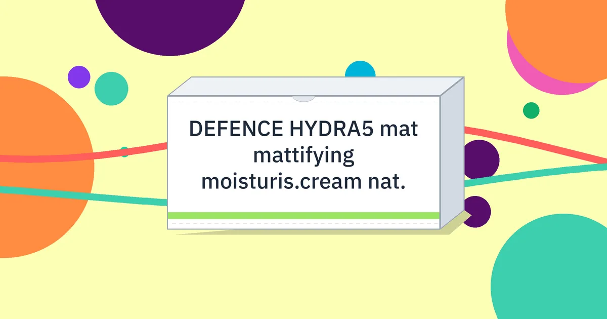 Symbolbild: Packung mit der Aufschrift DEFENCE HYDRA5 mat mattifying moisturis.cream nat. (PZN 12434672) – Verfügbarkeit und Bezug in Apotheken in Frankfurt am Main