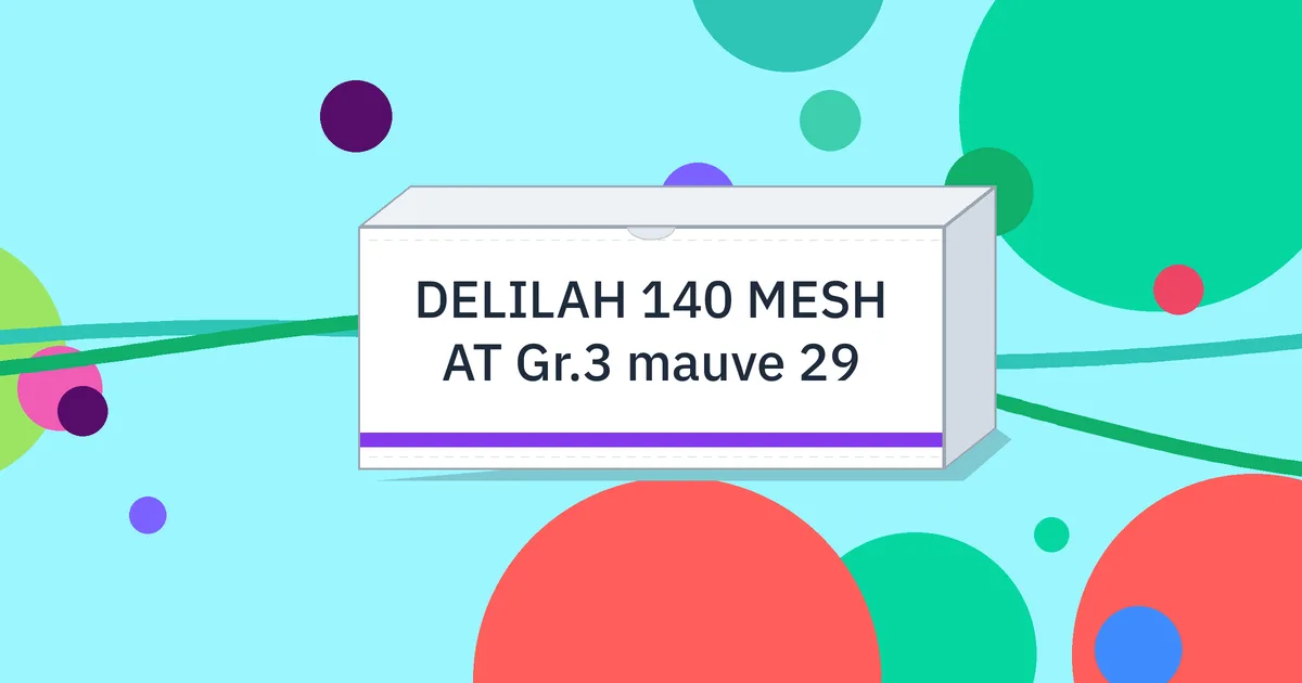 Symbolbild: Packung mit der Aufschrift DELILAH 140 MESH AT Gr.3 mauve 29 (PZN 13849984) – Verfügbarkeit und Bezug in Apotheken in Frankfurt am Main