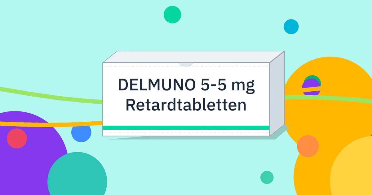 Symbolbild: Packung mit der Aufschrift DELMUNO 5-5 mg Retardtabletten (PZN 16156939) – Verfügbarkeit und Bezug in Apotheken in Frankfurt am Main