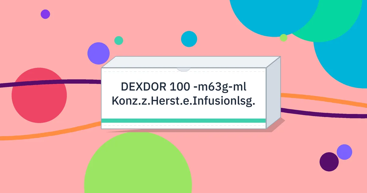 Symbolbild: Packung mit der Aufschrift DEXDOR 100 -m63g-ml Konz.z.Herst.e.Infusionlsg. (PZN 09264456) – Verfügbarkeit und Bezug in Apotheken in Frankfurt am Main