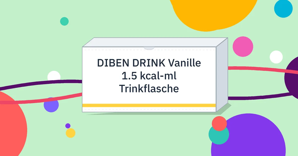 Symbolbild: Packung mit der Aufschrift DIBEN DRINK Vanille 1.5 kcal-ml Trinkflasche (PZN 11847171) – Verfügbarkeit und Bezug in Apotheken in Frankfurt am Main