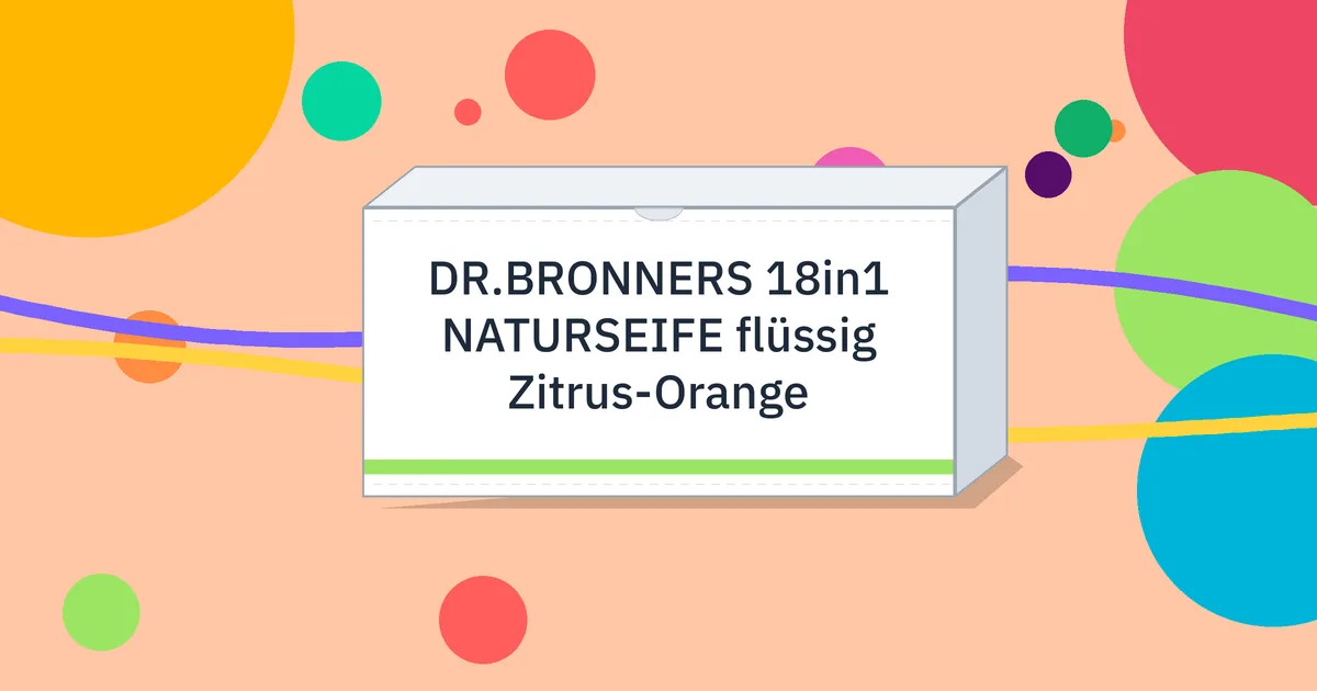 Symbolbild: Packung mit der Aufschrift DR.BRONNERS 18in1 NATURSEIFE flüssig Zitrus-Orange (PZN 19241605) – Verfügbarkeit und Bezug in Apotheken in Frankfurt am Main