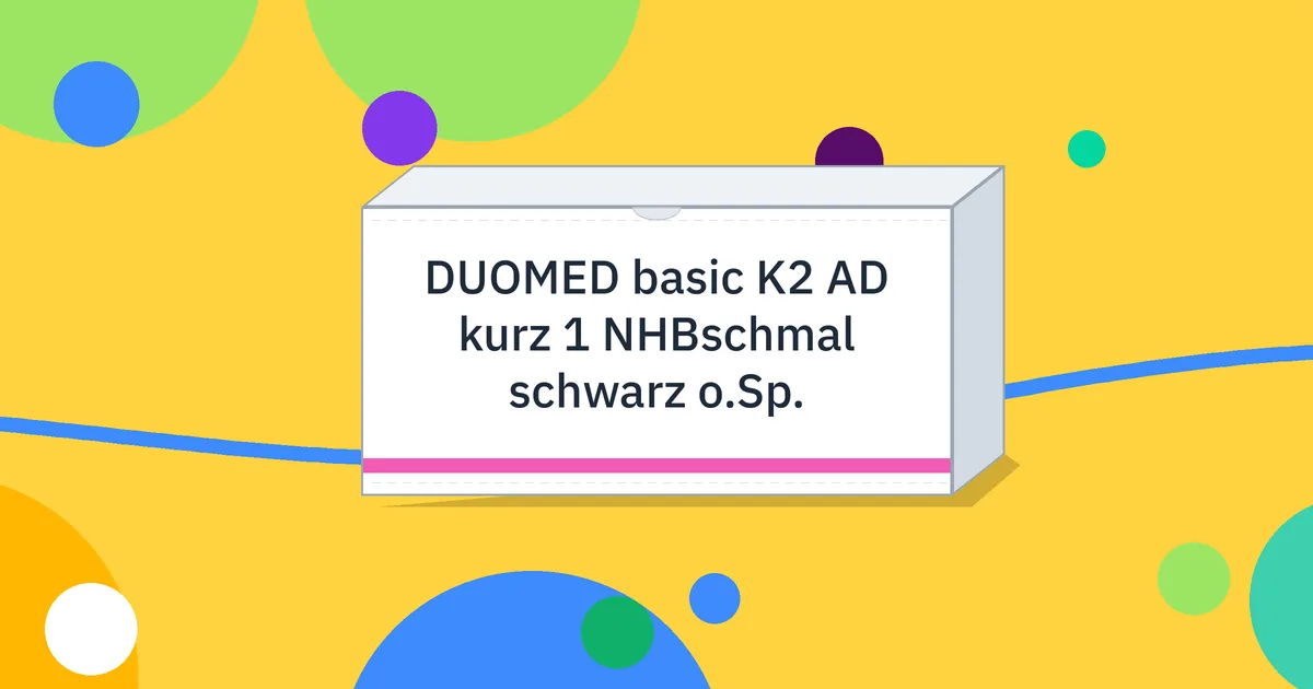 Symbolbild: Packung mit der Aufschrift DUOMED basic K2 AD kurz 1 NHBschmal schwarz o.Sp. (PZN 20907788) – Verfügbarkeit und Bezug in Apotheken in Frankfurt am Main
