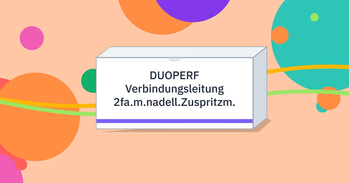Symbolbild: Packung mit der Aufschrift DUOPERF Verbindungsleitung 2fa.m.nadell.Zuspritzm. (PZN 16704157) – Verfügbarkeit und Bezug in Apotheken in Frankfurt am Main