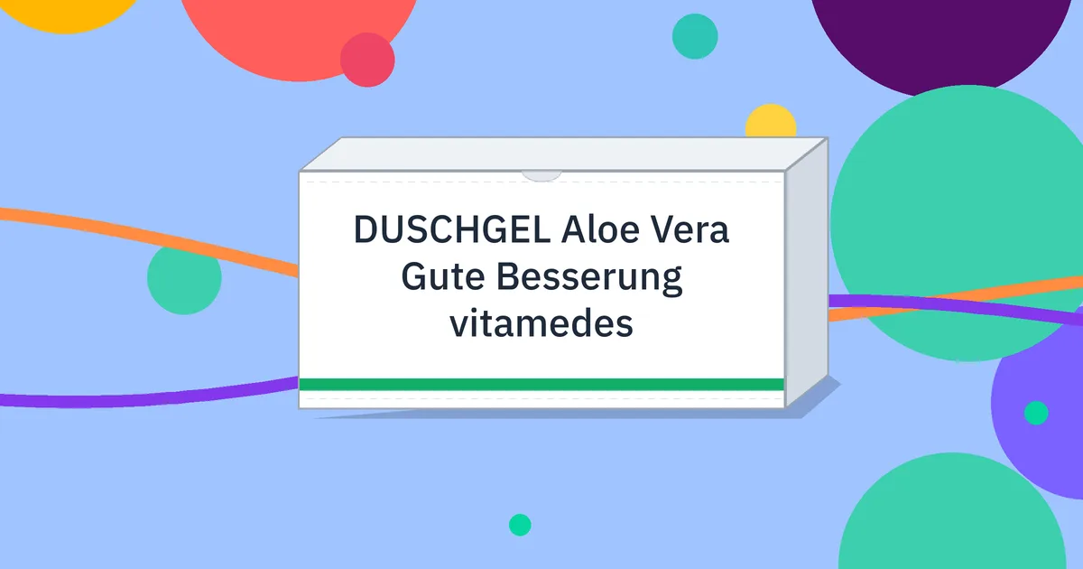 Symbolbild: Packung mit der Aufschrift DUSCHGEL Aloe Vera Gute Besserung vitamedes (PZN 19778794) – Verfügbarkeit und Bezug in Apotheken in Frankfurt am Main