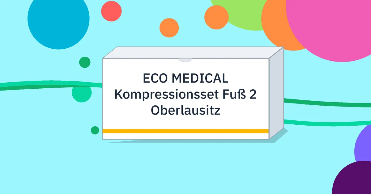 Symbolbild: Packung mit der Aufschrift ECO MEDICAL Kompressionsset Fuß 2 Oberlausitz (PZN 19176049) – Verfügbarkeit und Bezug in Apotheken in Frankfurt am Main