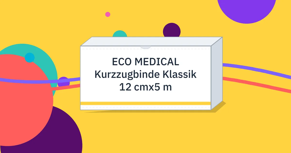 Symbolbild: Packung mit der Aufschrift ECO MEDICAL Kurzzugbinde Klassik 12 cmx5 m (PZN 00743876) – Verfügbarkeit und Bezug in Apotheken in Frankfurt am Main