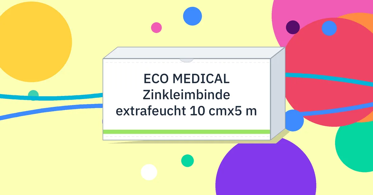 Symbolbild: Packung mit der Aufschrift ECO MEDICAL Zinkleimbinde extrafeucht 10 cmx5 m (PZN 00741848) – Verfügbarkeit und Bezug in Apotheken in Frankfurt am Main