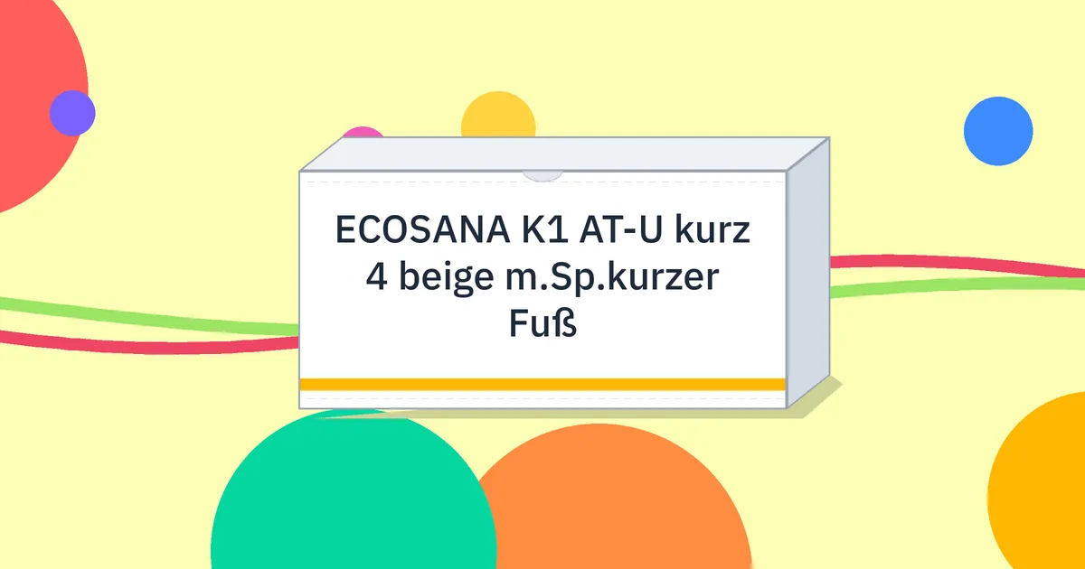 Symbolbild: Packung mit der Aufschrift ECOSANA K1 AT-U kurz 4 beige m.Sp.kurzer Fuß (PZN 04734153) – Verfügbarkeit und Bezug in Apotheken in Frankfurt am Main