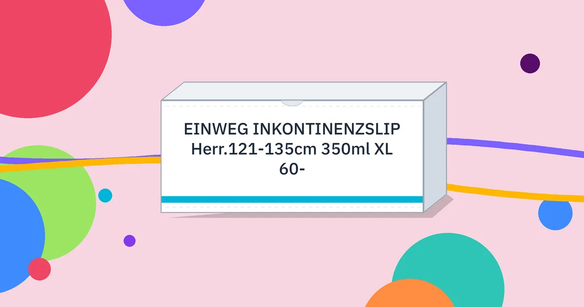 Symbolbild: Packung mit der Aufschrift EINWEG INKONTINENZSLIP Herr.121-135cm 350ml XL 60- (PZN 14200174) – Verfügbarkeit und Bezug in Apotheken in Frankfurt am Main