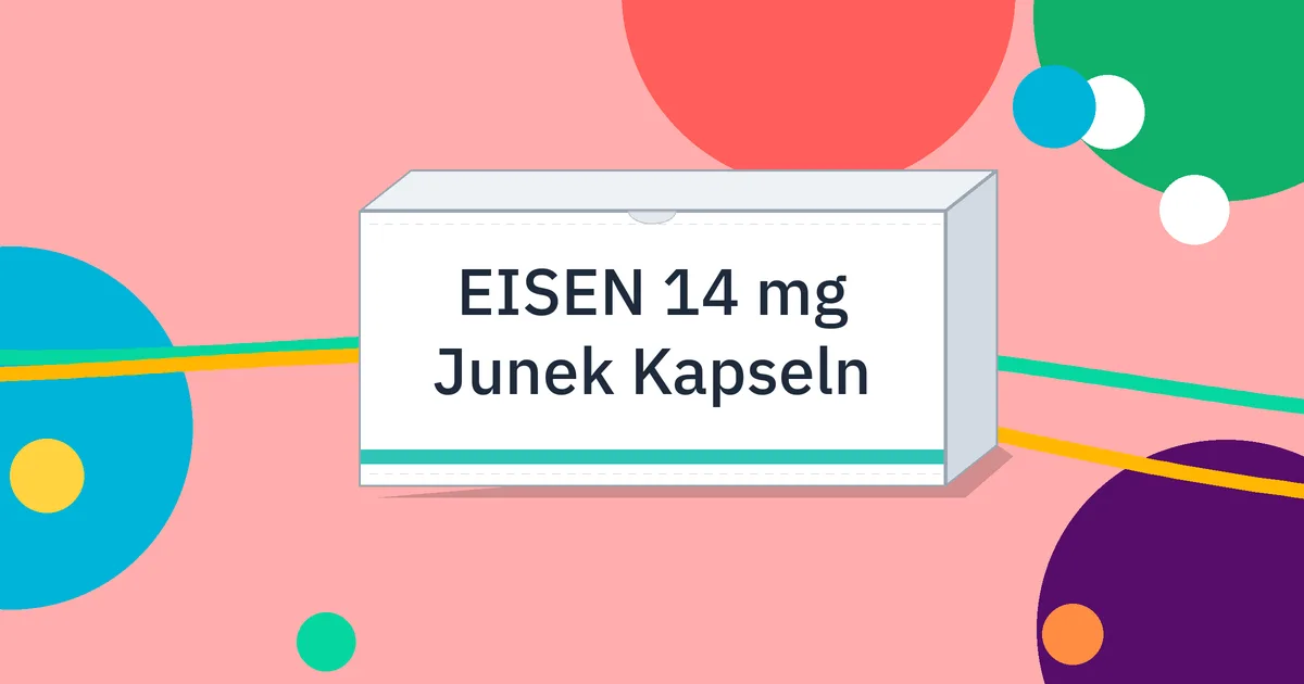 Symbolbild: Packung mit der Aufschrift EISEN 14 mg Junek Kapseln (PZN 07083710) – Verfügbarkeit und Bezug in Apotheken in Frankfurt am Main