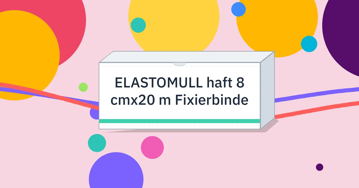 Symbolbild: Packung mit der Aufschrift ELASTOMULL haft 8 cmx20 m Fixierbinde (PZN 18833462) – Verfügbarkeit und Bezug in Apotheken in Frankfurt am Main