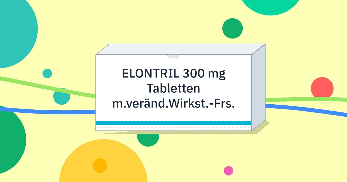 Symbolbild: Packung mit der Aufschrift ELONTRIL 300 mg Tabletten m.veränd.Wirkst.-Frs. (PZN 06574825) – Verfügbarkeit und Bezug in Apotheken in Frankfurt am Main