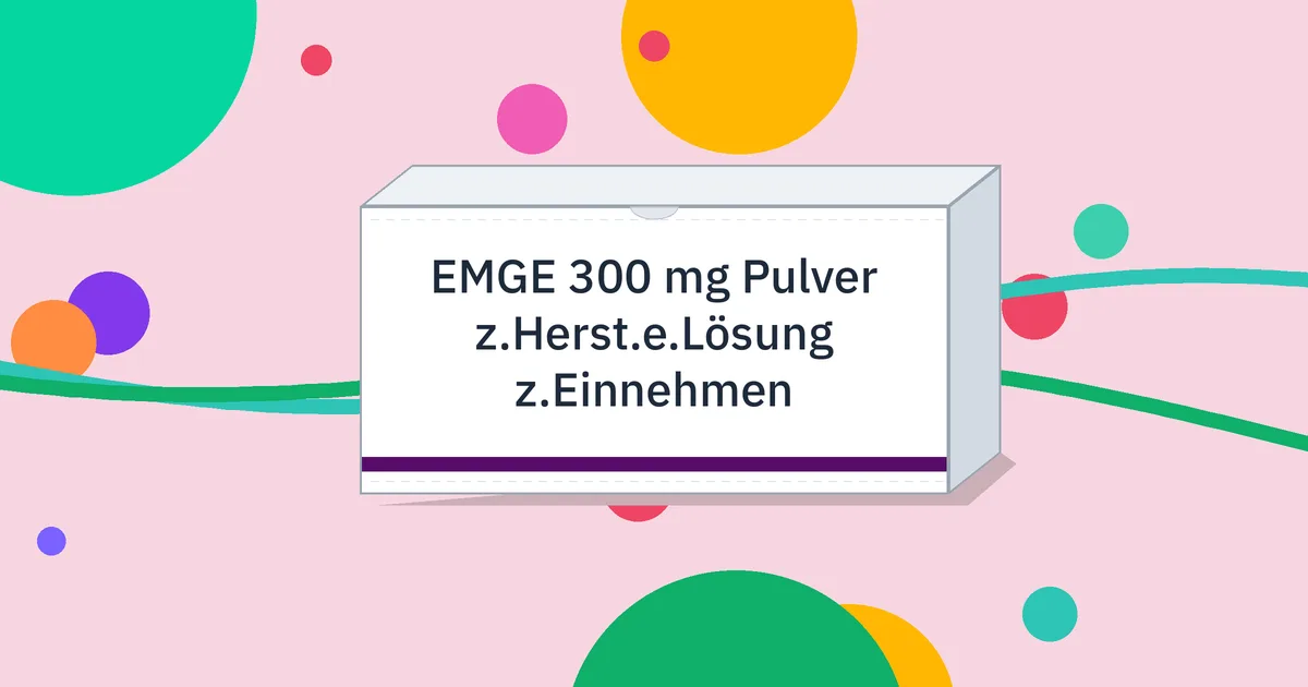Symbolbild: Packung mit der Aufschrift EMGE 300 mg Pulver z.Herst.e.Lösung z.Einnehmen (PZN 15210832) – Verfügbarkeit und Bezug in Apotheken in Frankfurt am Main