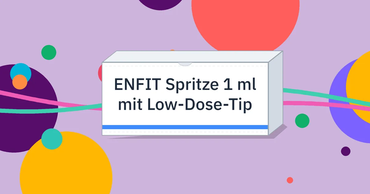 Symbolbild: Packung mit der Aufschrift ENFIT Spritze 1 ml mit Low-Dose-Tip (PZN 16626115) – Verfügbarkeit und Bezug in Apotheken in Frankfurt am Main