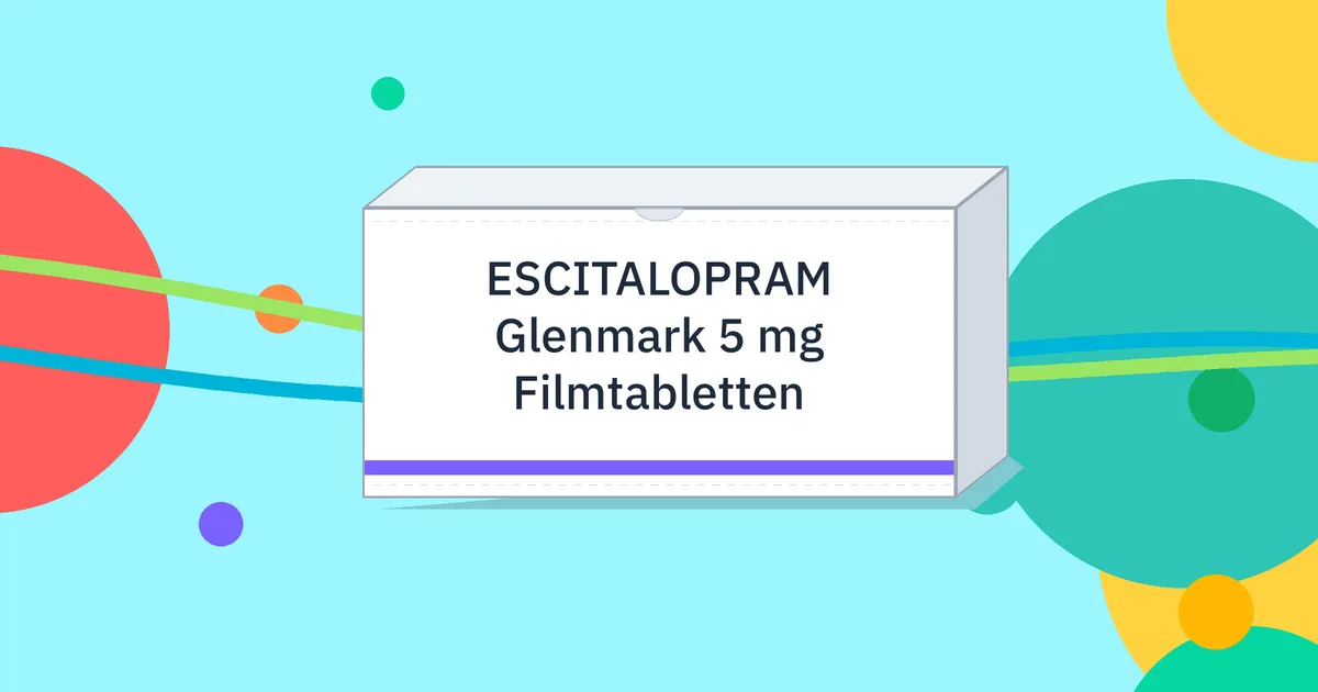 Symbolbild: Packung mit der Aufschrift ESCITALOPRAM Glenmark 5 mg Filmtabletten (PZN 10397458) – Verfügbarkeit und Bezug in Apotheken in Frankfurt am Main