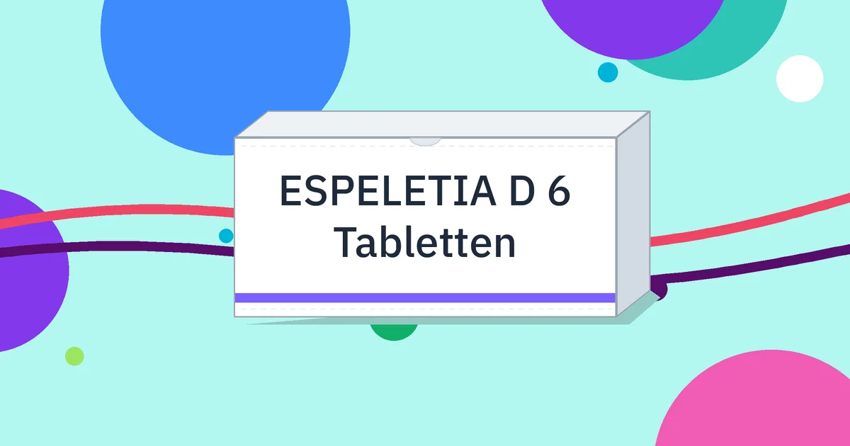 Symbolbild: Packung mit der Aufschrift ESPELETIA D 6 Tabletten (PZN 07247293) – Verfügbarkeit und Bezug in Apotheken in Frankfurt am Main