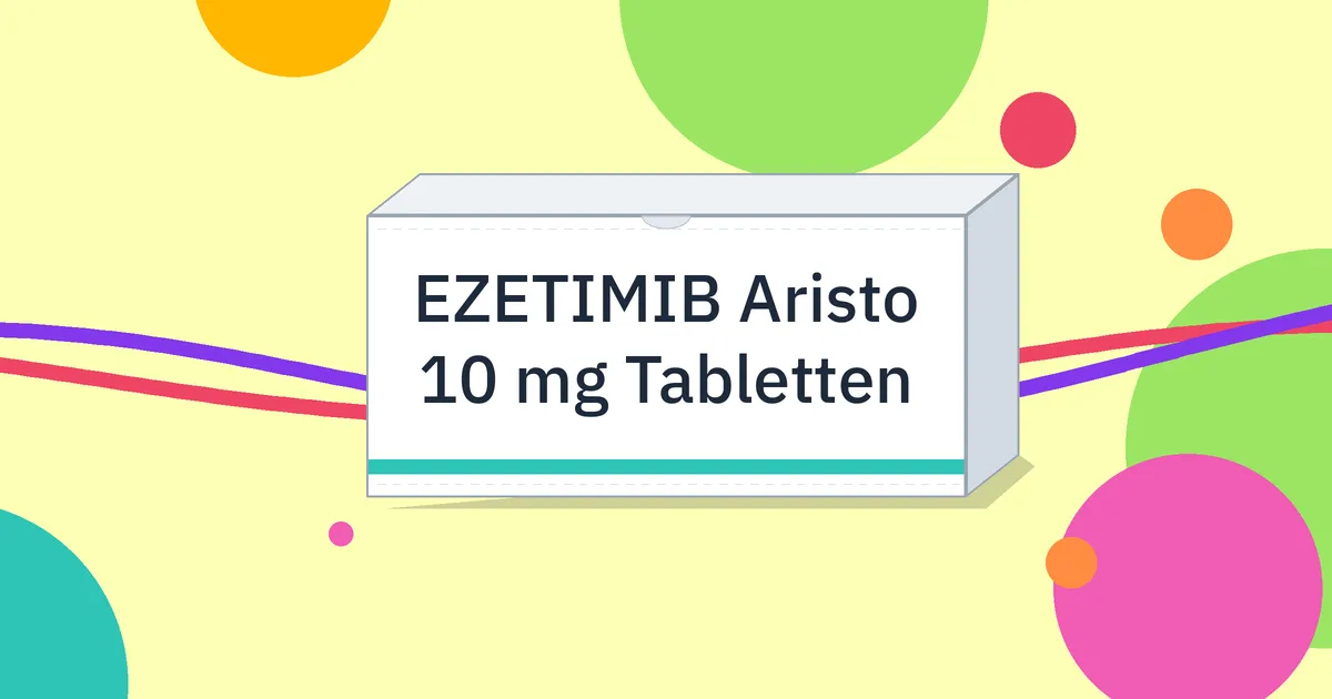 Symbolbild: Packung mit der Aufschrift EZETIMIB Aristo 10 mg Tabletten (PZN 14144079) – Verfügbarkeit und Bezug in Apotheken in Frankfurt am Main
