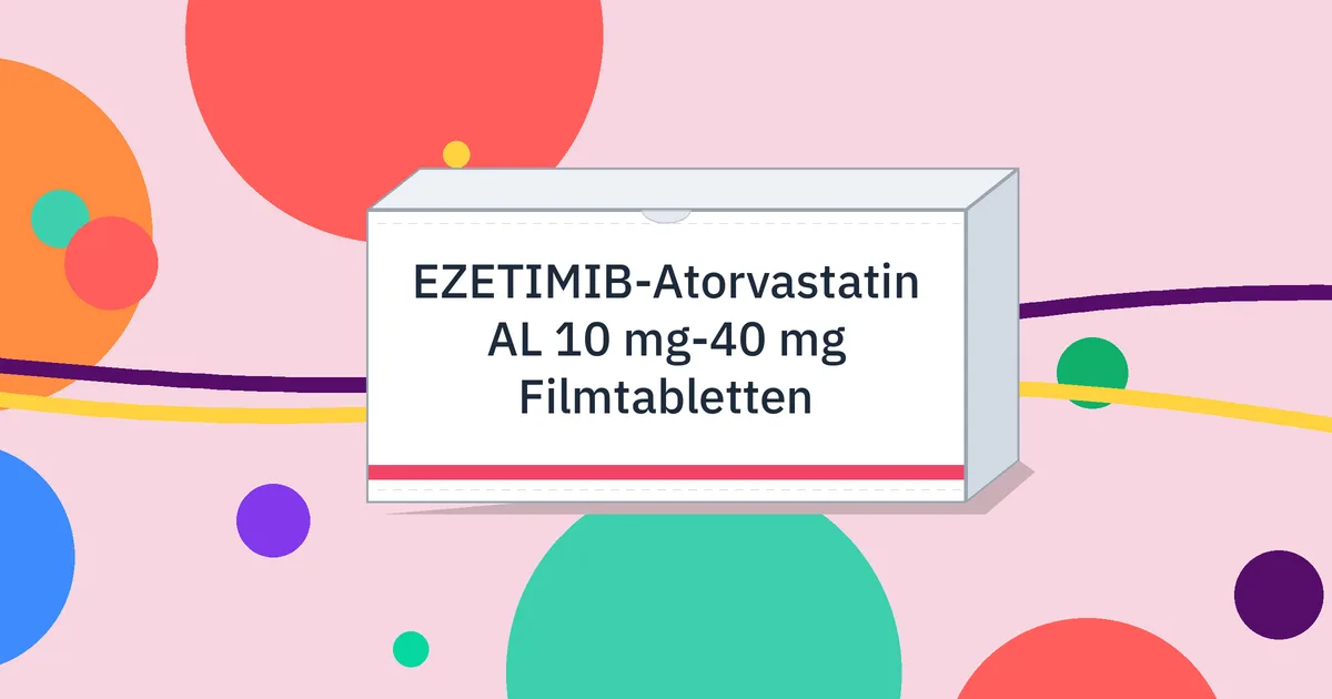 Symbolbild: Packung mit der Aufschrift EZETIMIB-Atorvastatin AL 10 mg-40 mg Filmtabletten (PZN 19181211) – Verfügbarkeit und Bezug in Apotheken in Frankfurt am Main
