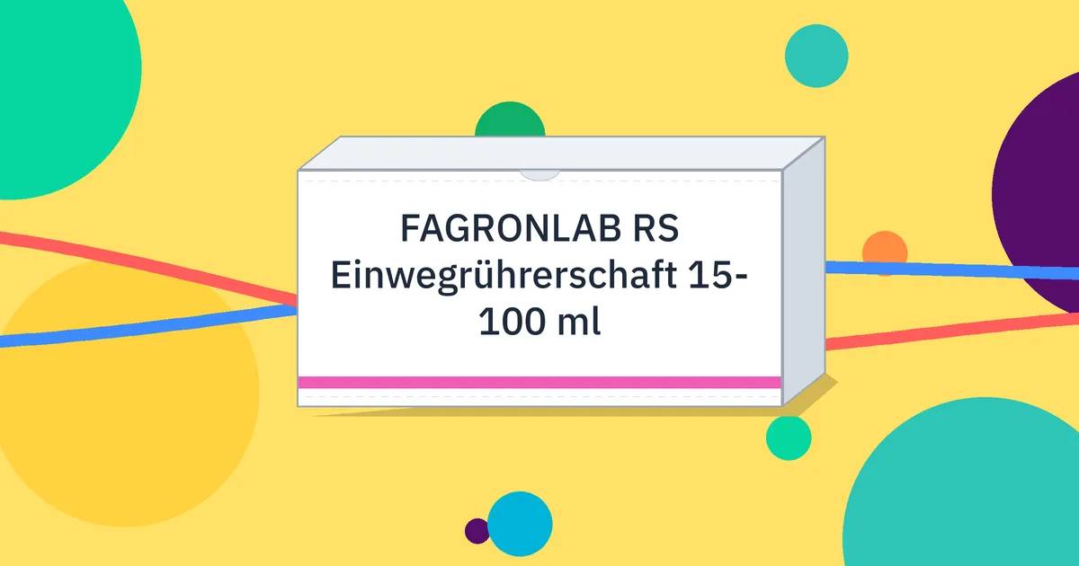 Symbolbild: Packung mit der Aufschrift FAGRONLAB RS Einwegrührerschaft 15-100 ml (PZN 20362449) – Verfügbarkeit und Bezug in Apotheken in Frankfurt am Main