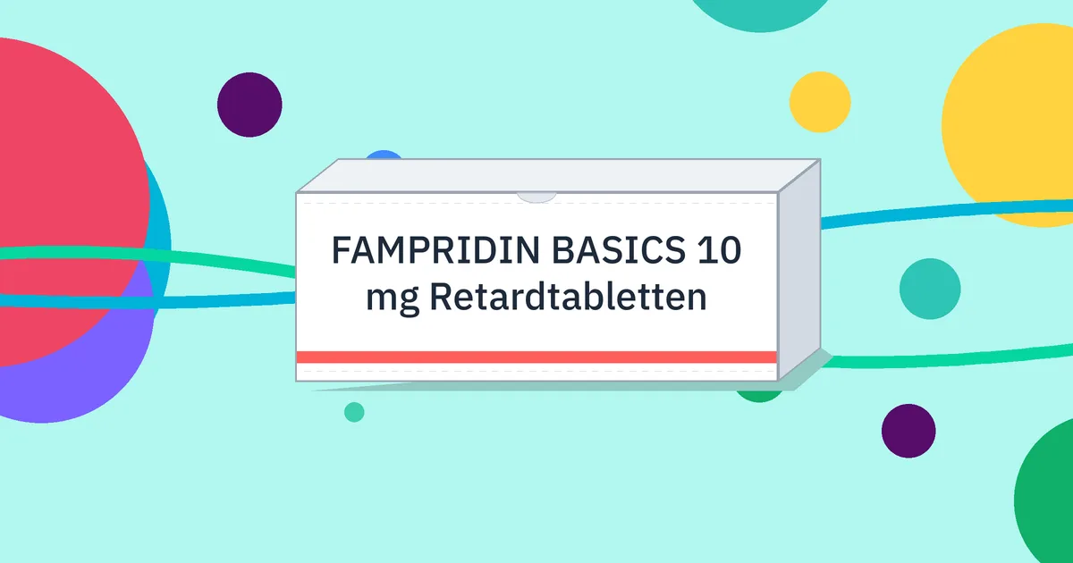 Symbolbild: Packung mit der Aufschrift FAMPRIDIN BASICS 10 mg Retardtabletten (PZN 16940395) – Verfügbarkeit und Bezug in Apotheken in Frankfurt am Main