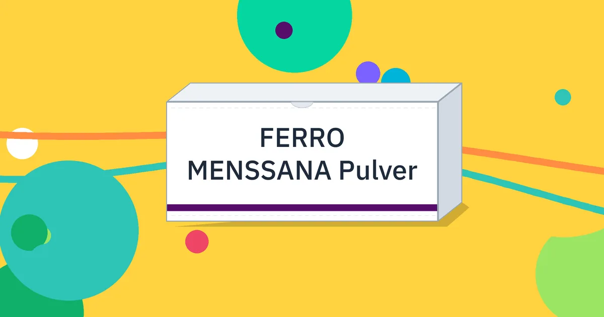 Symbolbild: Packung mit der Aufschrift FERRO MENSSANA Pulver (PZN 09533979) – Verfügbarkeit und Bezug in Apotheken in Frankfurt am Main