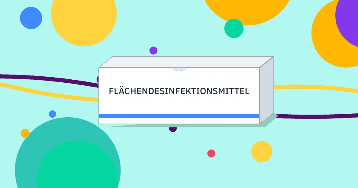 Symbolbild: Packung mit der Aufschrift FLÄCHENDESINFEKTIONSMITTEL (PZN 16605490) – Verfügbarkeit und Bezug in Apotheken in Frankfurt am Main