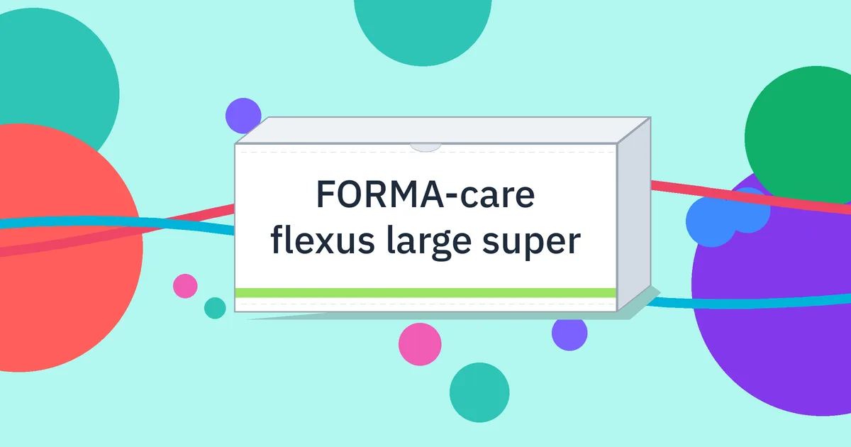 Symbolbild: Packung mit der Aufschrift FORMA-care flexus large super (PZN 04778311) – Verfügbarkeit und Bezug in Apotheken in Frankfurt am Main