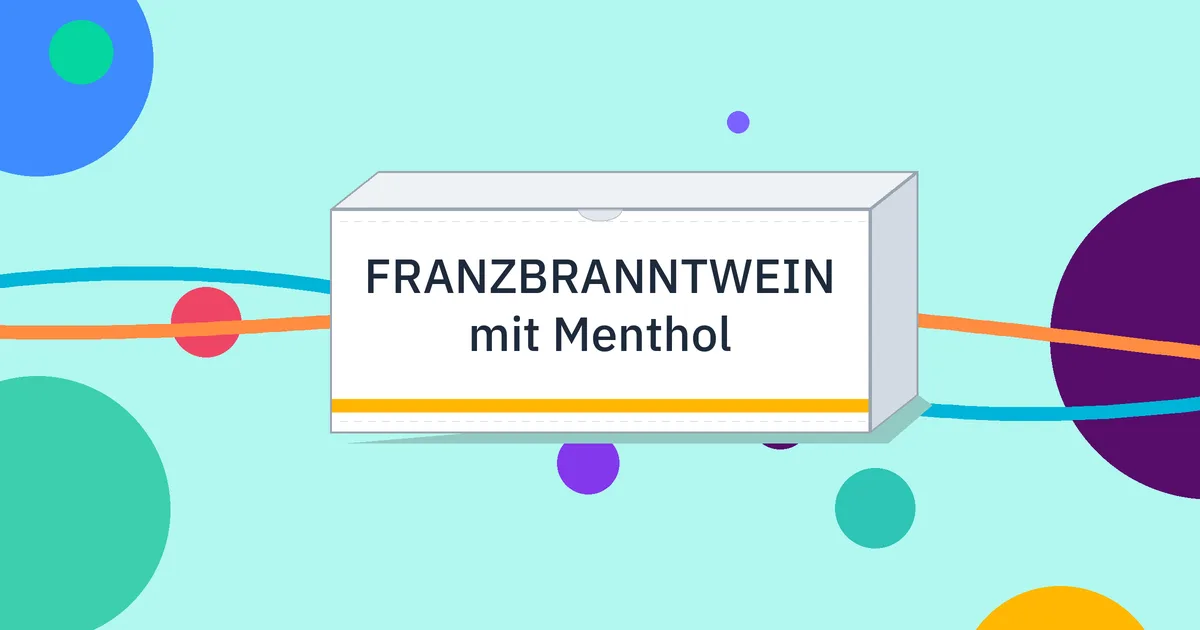 Symbolbild: Packung mit der Aufschrift FRANZBRANNTWEIN mit Menthol (PZN 18188168) – Verfügbarkeit und Bezug in Apotheken in Frankfurt am Main