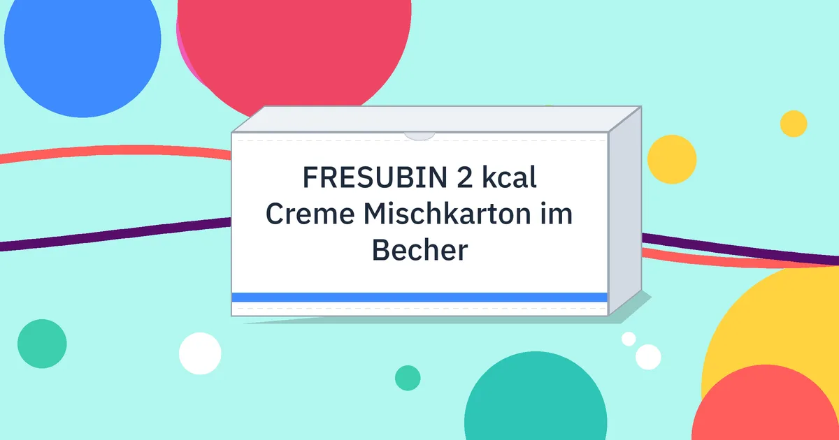 Symbolbild: Packung mit der Aufschrift FRESUBIN 2 kcal Creme Mischkarton im Becher (PZN 19214583) – Verfügbarkeit und Bezug in Apotheken in Frankfurt am Main