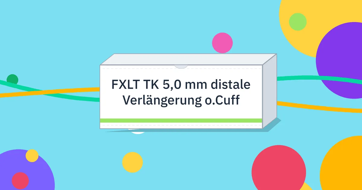 Symbolbild: Packung mit der Aufschrift FXLT TK 5,0 mm distale Verlängerung o.Cuff (PZN 20405940) – Verfügbarkeit und Bezug in Apotheken in Frankfurt am Main