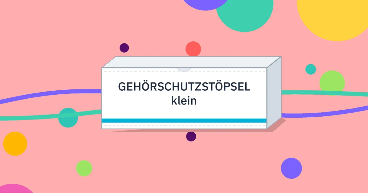 Symbolbild: Packung mit der Aufschrift GEHÖRSCHUTZSTÖPSEL klein (PZN 01476437) – Verfügbarkeit und Bezug in Apotheken in Frankfurt am Main