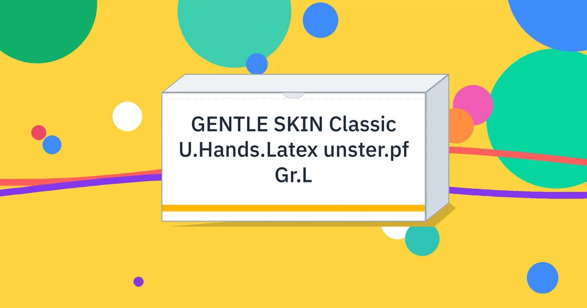 Symbolbild: Packung mit der Aufschrift GENTLE SKIN Classic U.Hands.Latex unster.pf Gr.L (PZN 02243735) – Verfügbarkeit und Bezug in Apotheken in Frankfurt am Main