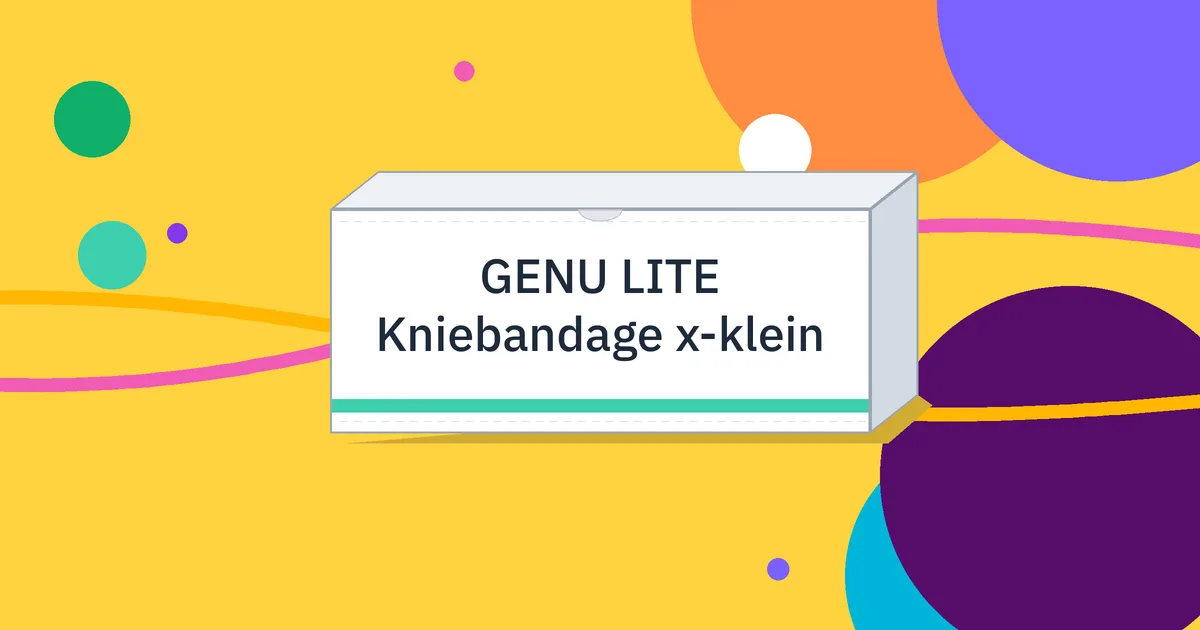 Symbolbild: Packung mit der Aufschrift GENU LITE Kniebandage x-klein (PZN 04496647) – Verfügbarkeit und Bezug in Apotheken in Frankfurt am Main