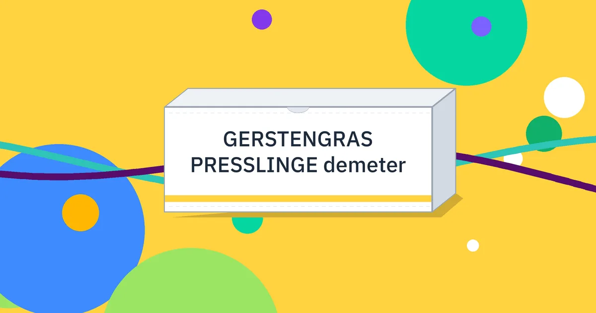 Symbolbild: Packung mit der Aufschrift GERSTENGRAS PRESSLINGE demeter (PZN 12648752) – Verfügbarkeit und Bezug in Apotheken in Frankfurt am Main