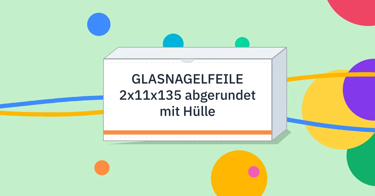 Symbolbild: Packung mit der Aufschrift GLASNAGELFEILE 2x11x135 abgerundet mit Hülle (PZN 02052886) – Verfügbarkeit und Bezug in Apotheken in Frankfurt am Main
