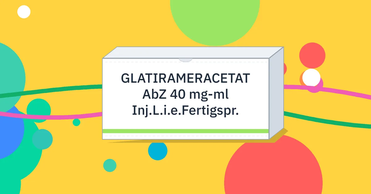 Symbolbild: Packung mit der Aufschrift GLATIRAMERACETAT AbZ 40 mg-ml Inj.L.i.e.Fertigspr. (PZN 14132165) – Verfügbarkeit und Bezug in Apotheken in Frankfurt am Main