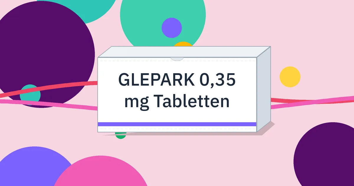 Symbolbild: Packung mit der Aufschrift GLEPARK 0,35 mg Tabletten (PZN 09098466) – Verfügbarkeit und Bezug in Apotheken in Frankfurt am Main